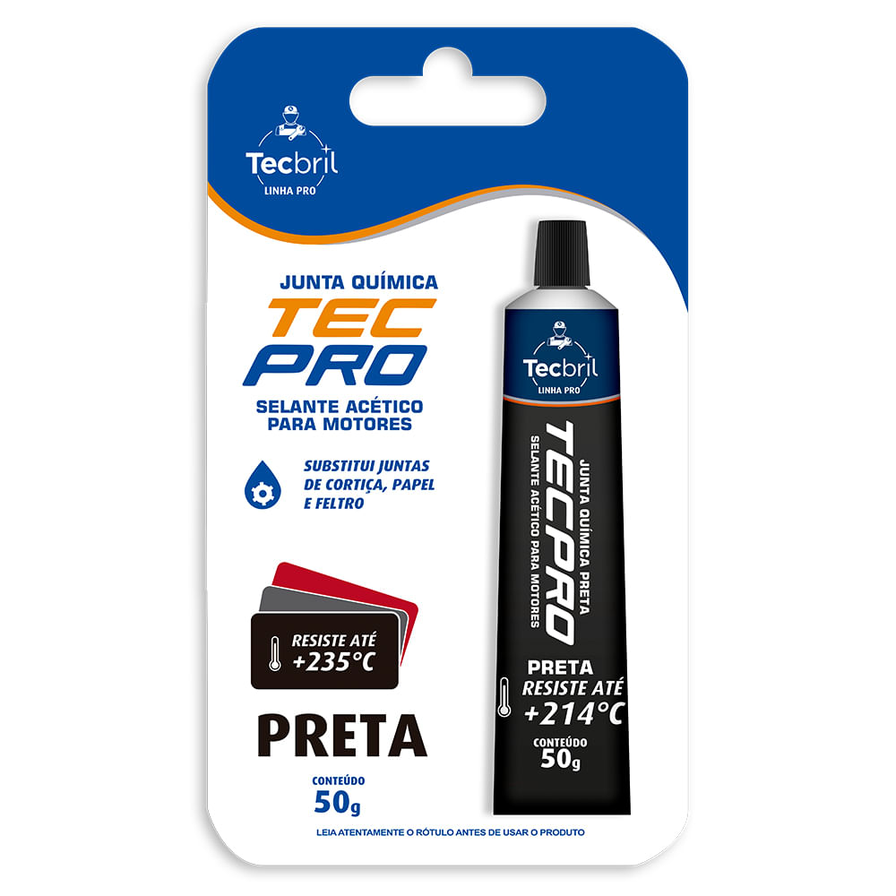 Cola Silicone Alta Temperatura 50G Preto Tecbril - fortbras