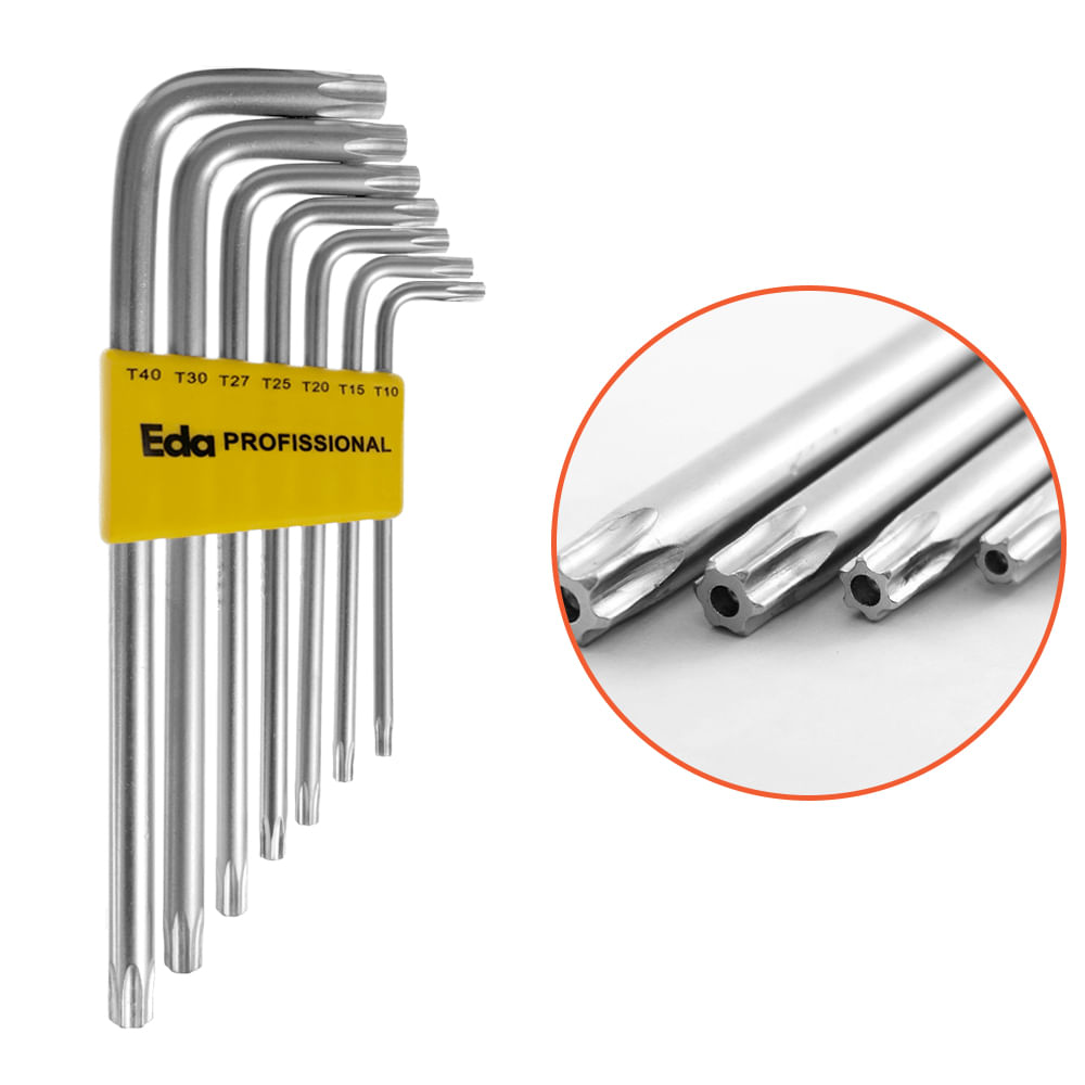 Jogo Chave Torx Longa 7 peças Eda - fortbras