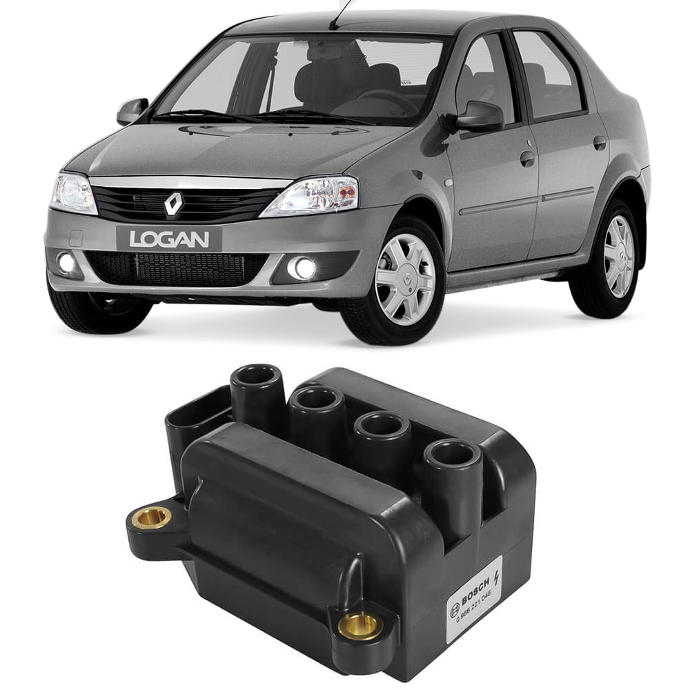 Bobina Ignição Renault Logan 1.0 2008 a 2016 Bosch 0986221046 - fortbras