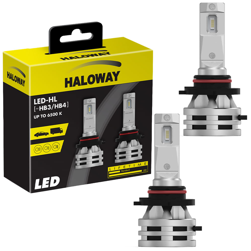 Par Lâmpada LED HB3 HB4 12/24V Haloway 6500K - fortbras