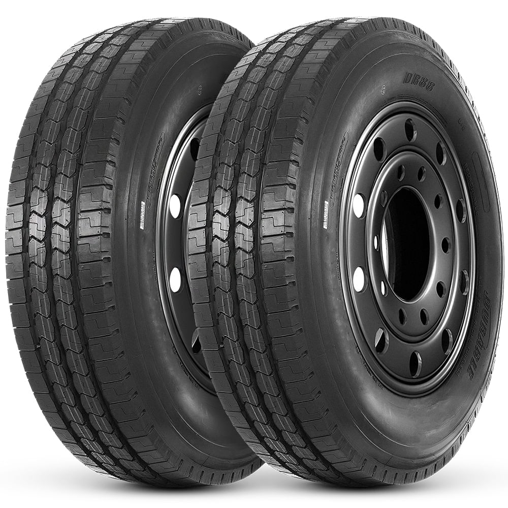 Kit 2 Pneu Durable Aro 22.5 295/80r22.5 152/148M 18PR TL DR88 Liso Rodoviário - fortbras