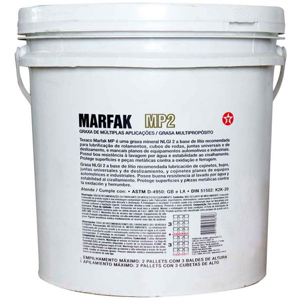 Graxa Lubrificante Lítio MARFAK MP2 Texaco 10KG 41400125 - fortbras