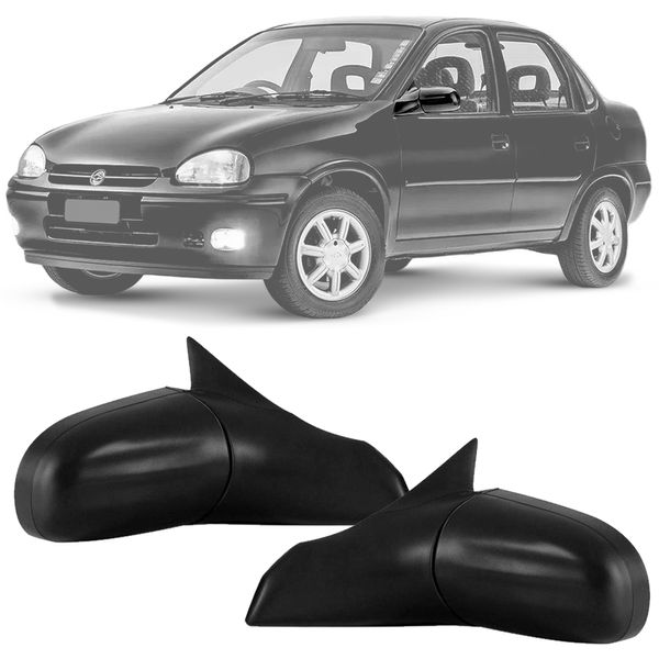 Par Retrovisor Chevrolet Corsa Classic Preto Com Controle Cofran - fortbras