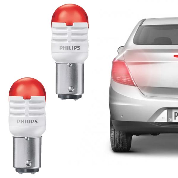 Par Lâmpada Philips Led Red P21/5W Ultinon Pro3000 12V BAY15D - fortbras