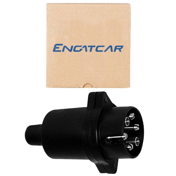 Tomada Engate Redondo Plástico Preto 6 Polos Macho 12/24V - fortbras